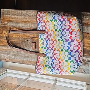 Coach | Bags | Coach Reversible City Tote In Rainbow Signature Canvas | Poshmark